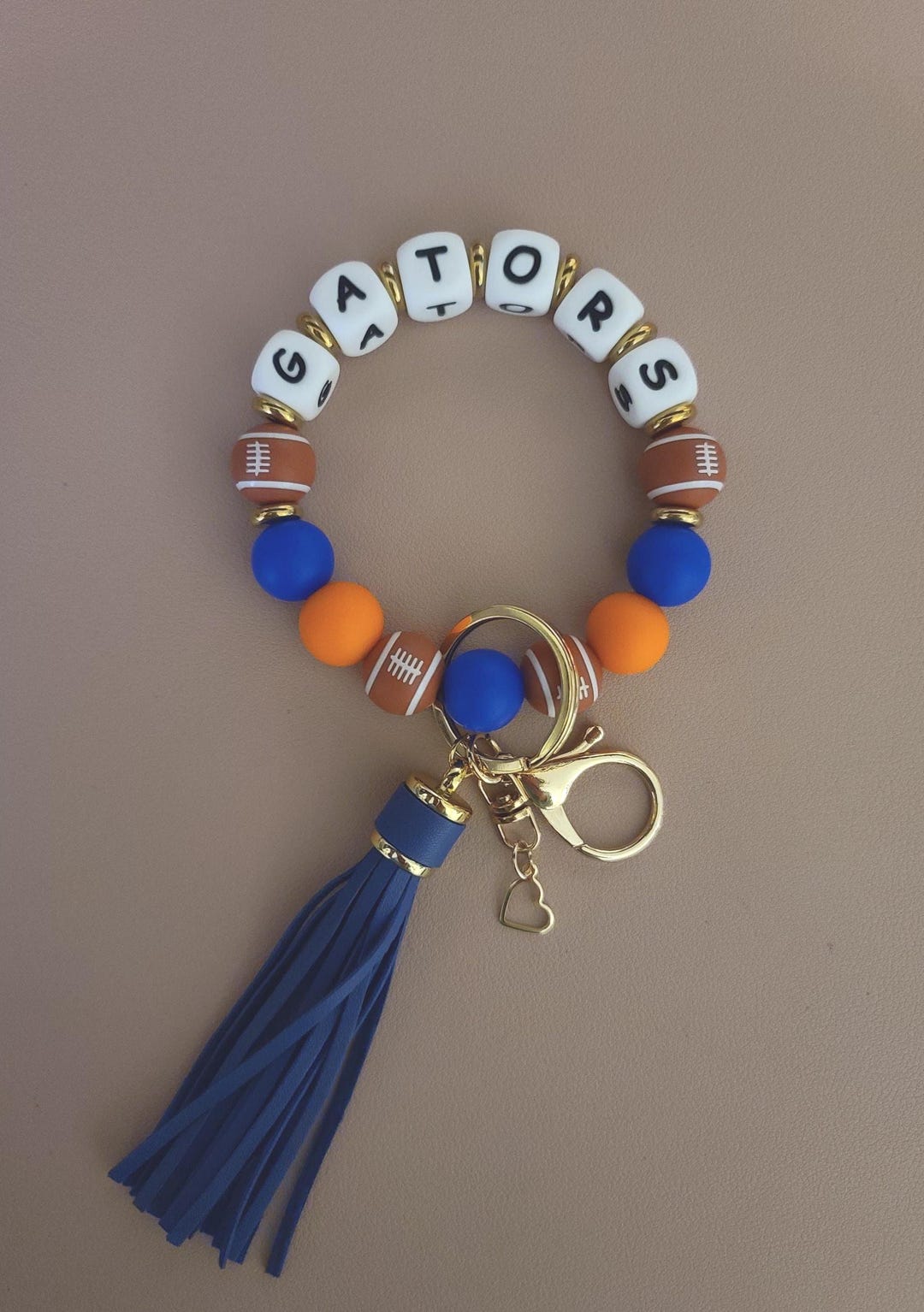 Florida Gators Football Silicone Bead Wristlet Keychain With Tassel ...