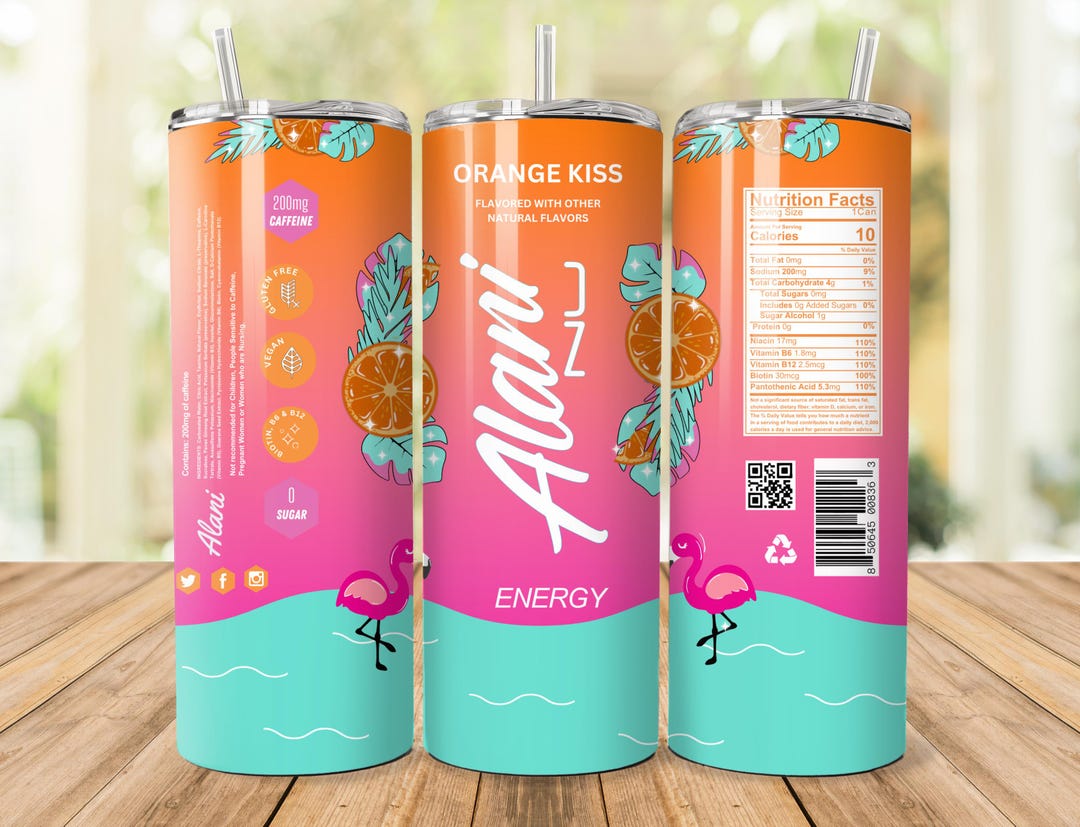 Alani Energy Drink Orange Kiss Style - 20oz Straight Skinny Double Wall ...