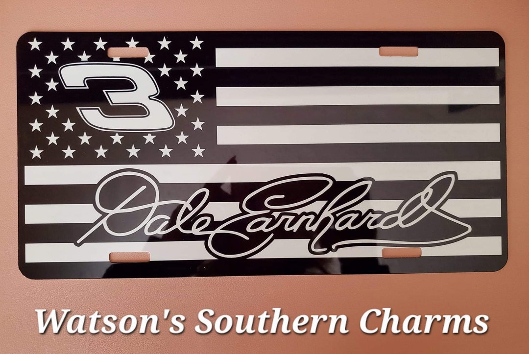 Dale Earnhardt #3 Nascar American Flag License Plate ; Sublimated Auto ...