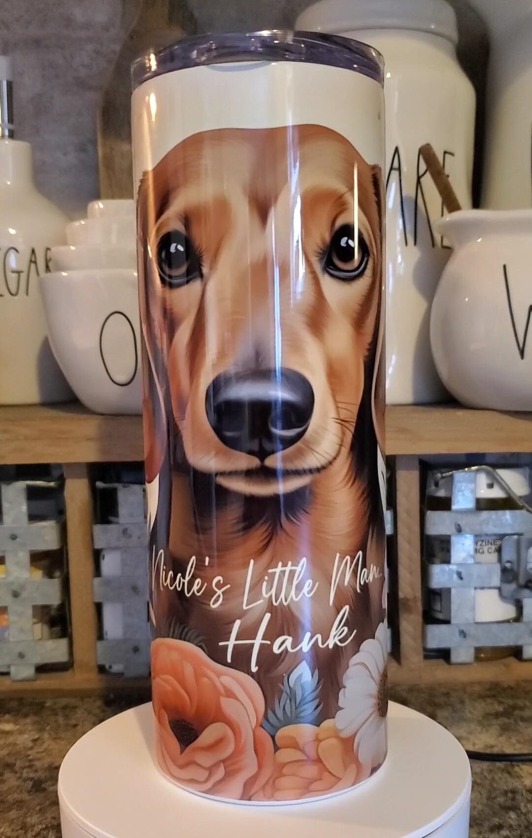 Weiner Dog With Flowers - 20oz Straight Skinny Double Wall Stainless ...