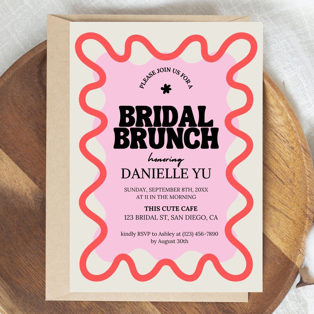 Funky Bridal Brunch Invitation Template, Retro Bachelorette Brunch ...