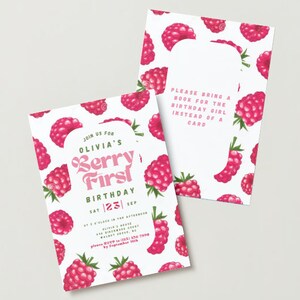 1st Birthday Invitation Template, Berry First Birthday Invite ...