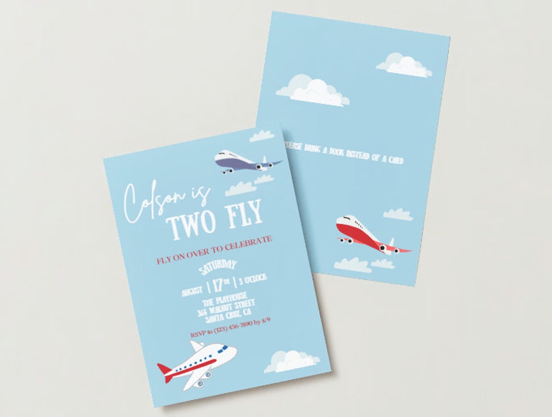 Two Fly Birthday Party Invitation Template, 2nd Birthday Party Invite ...