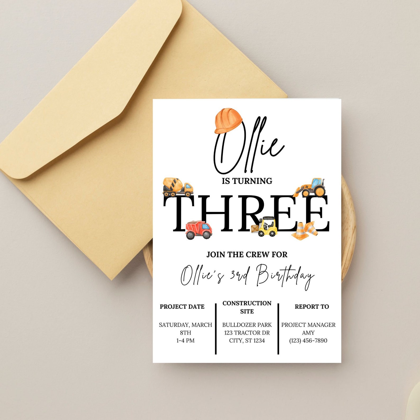 Construction Theme Birthday Party Invitation Template, Kid's Birthday ...