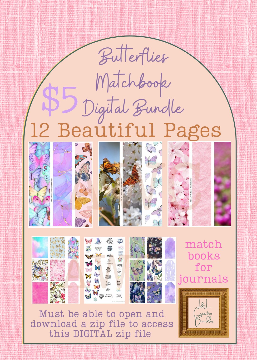 Butterflies Matchbook Journal Digital Printables - Etsy