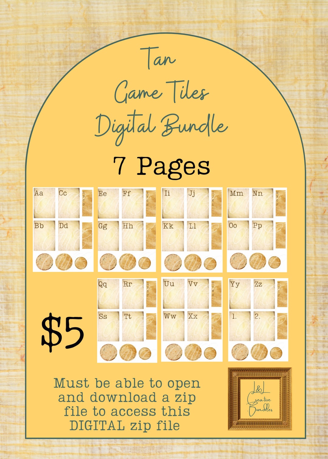 Tan Game Tiles Digital Bundle - Etsy