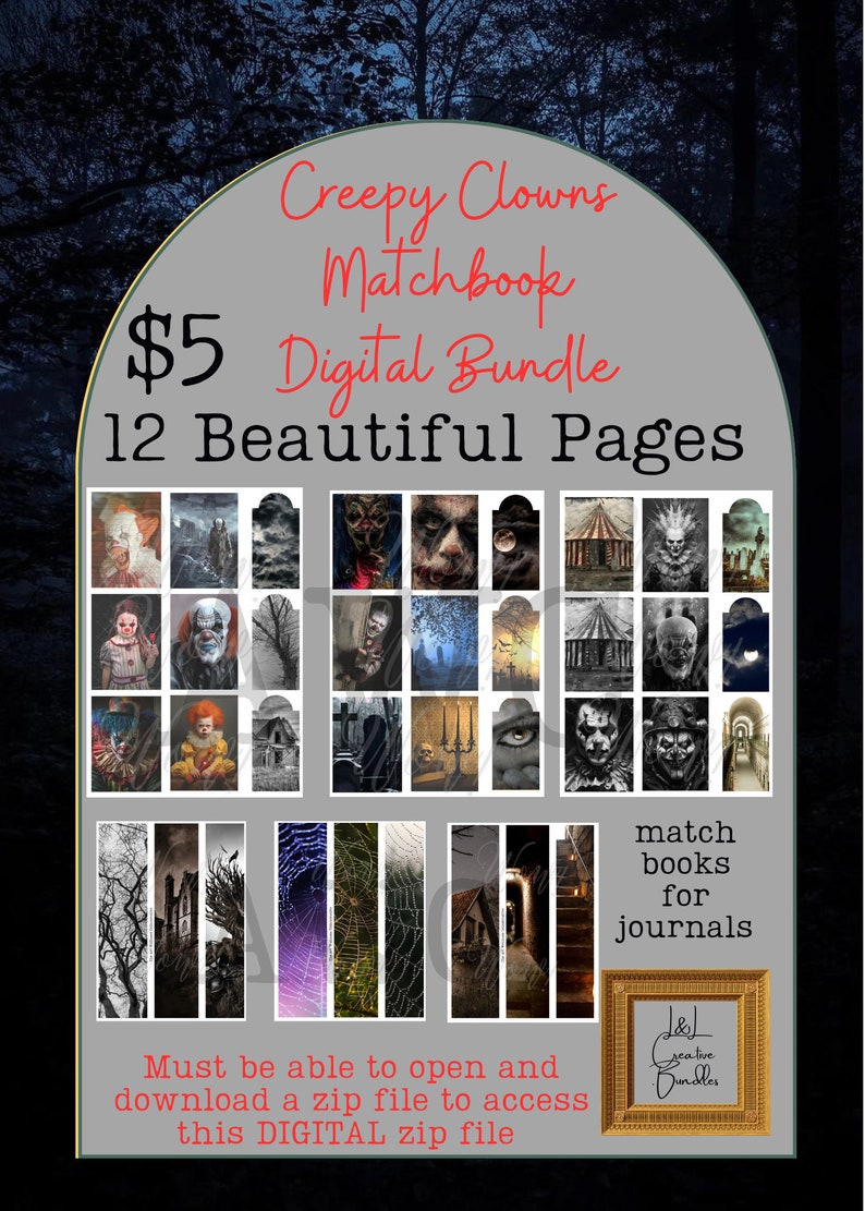 Creepy Clowns Matchbook Journal Digital Bundle - Etsy