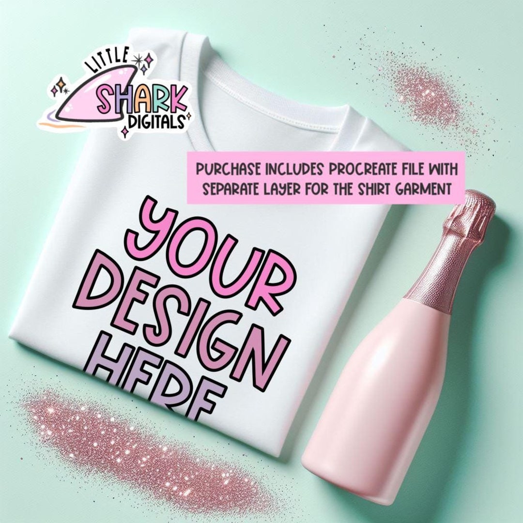Realistic Procreate Mock-up, White T-shirt Mockup Brunch Mockup T Shirt ...