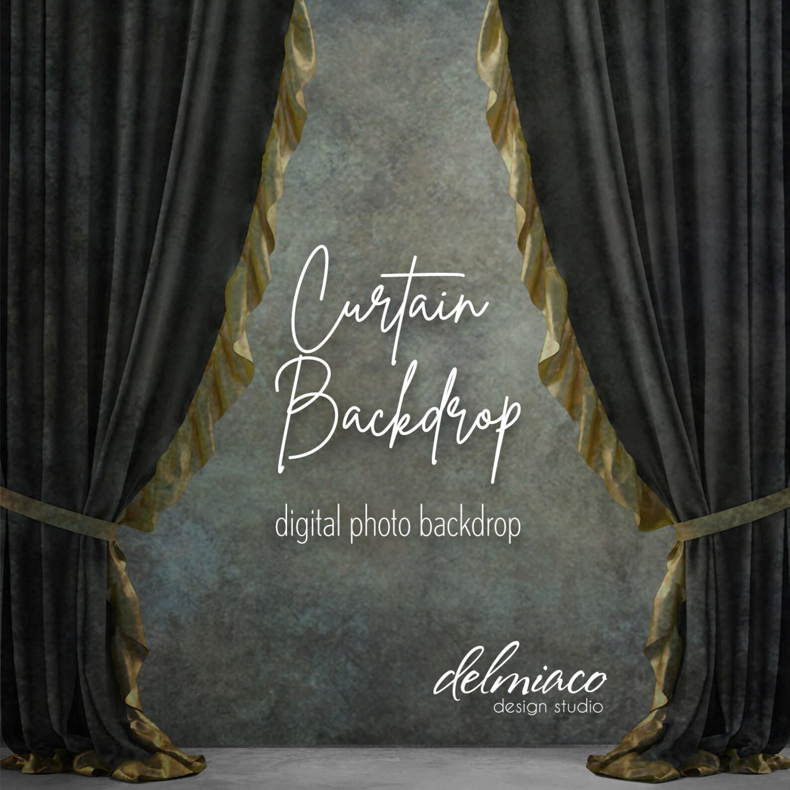 Wedding Photo Backdrop | Digital Curtain Backdrop | Black and Gold With ...