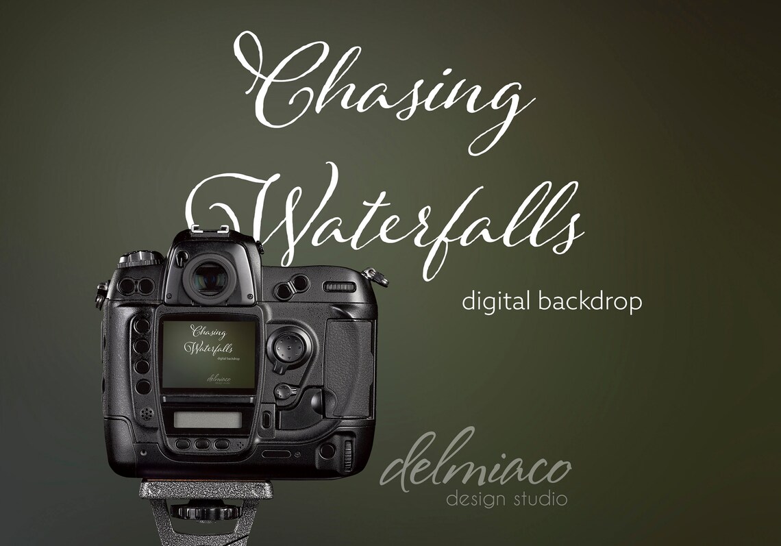 Chasing Waterfalls Backdrop Gray Green Digital Background - Etsy