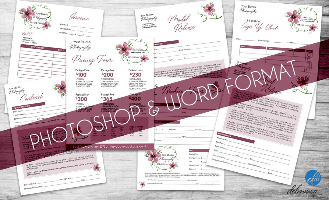 Photography Forms Bundle | PSD & WORD Formats | Contract, Invoice ...