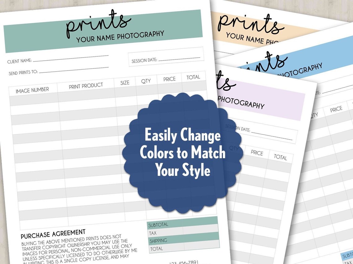 Prints Order Form Template Photography Order Form - Etsy