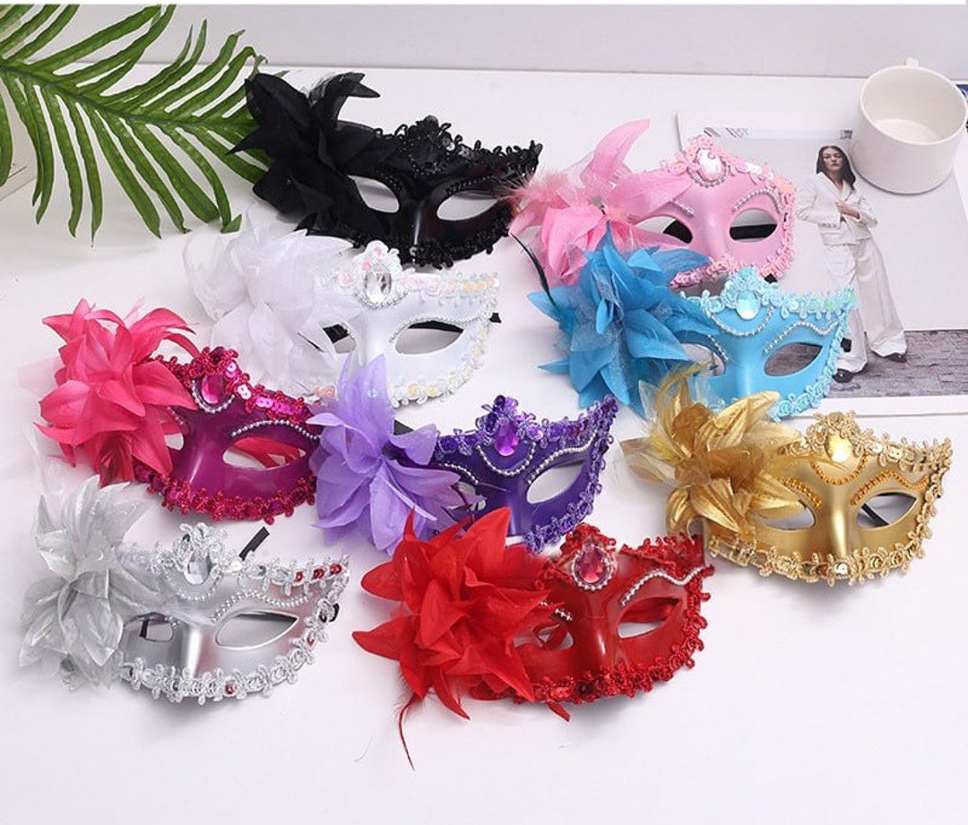 Red Masquerade Ball Lace Mask for Birthday Christmas New Year Costume ...