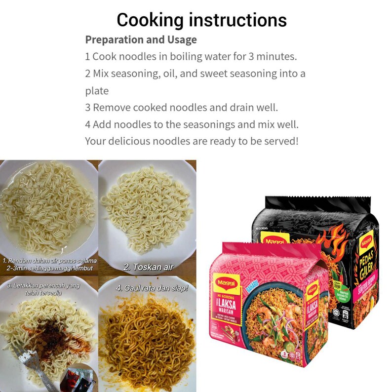 Maggi Extra Hot Instant Fried Noodle,quick Extremely Spicy Malaysian ...