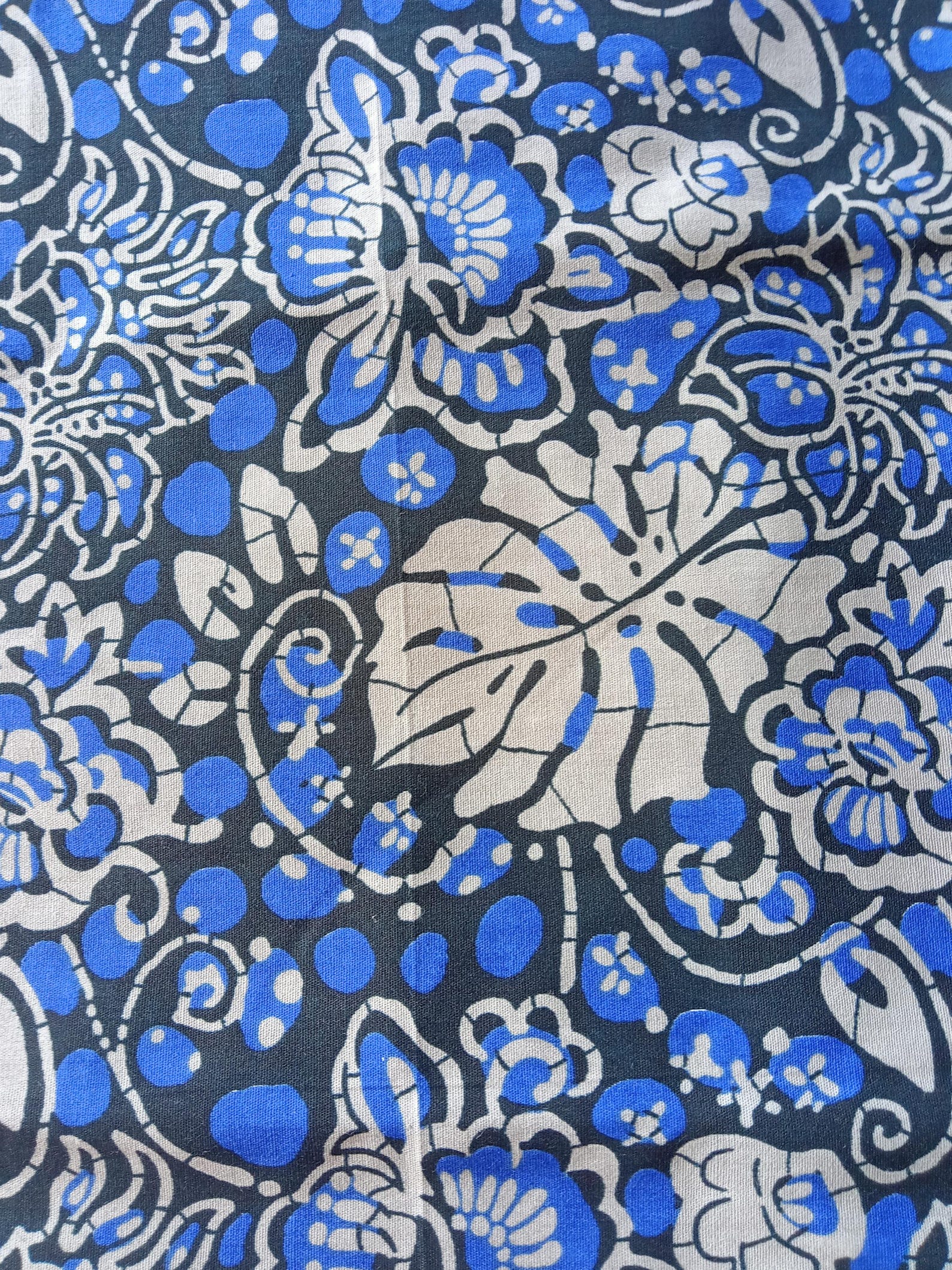 Blue Authentic Malaysian Handstamp Batik Sarong Cotton Fabric,flowery ...