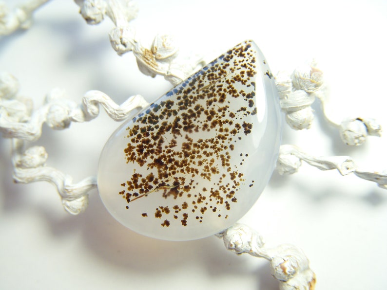 Dendritic Spotted Agate Fancy Drop - Focal/cabochon - 20.5x32mm - Etsy