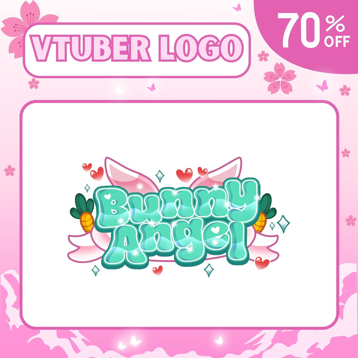 Custom Cute Vtuber Logo Text, Cute Logo, Chibi Logo, Kawaii Logo Text ...