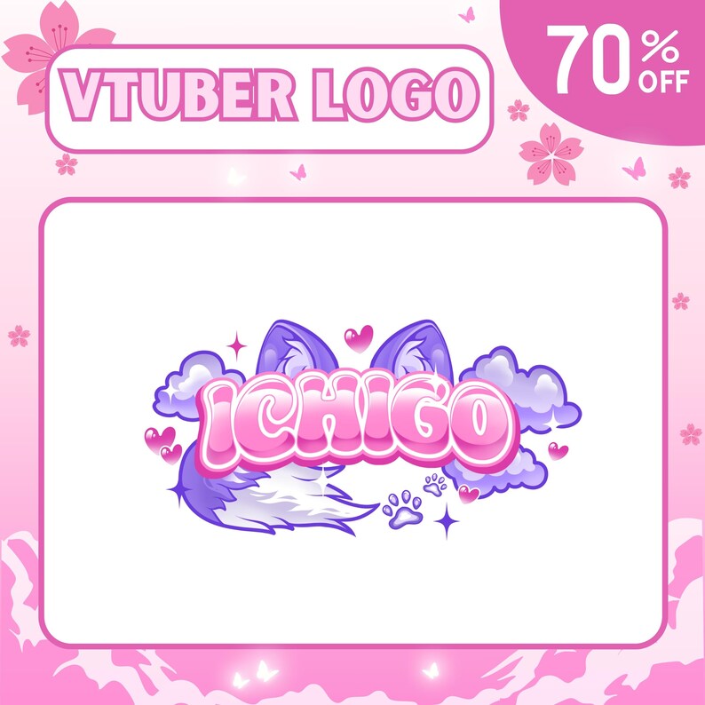 Custom Cute Vtuber Logo Text, Cute Logo, Chibi Logo, Kawaii Logo Text ...