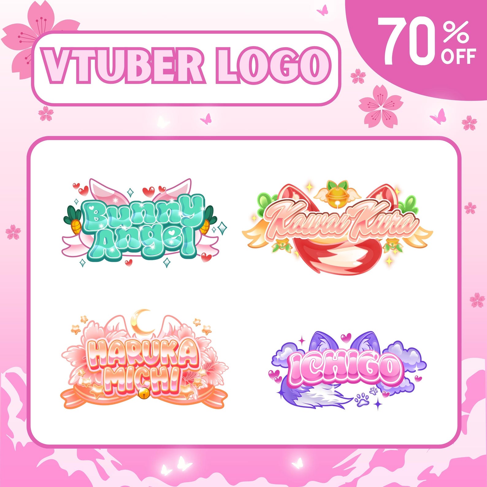 Custom Cute Vtuber Logo Text, Cute Logo, Chibi Logo, Kawaii Logo Text ...