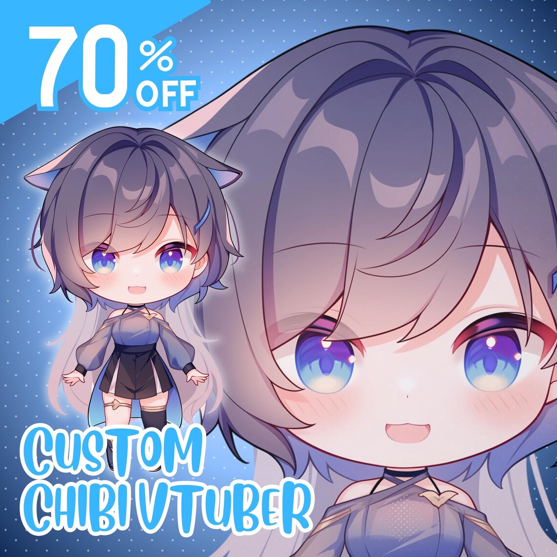 CUSTOM CHIBI VTUBER for Commercial Use, Vtuber Commission, Vtuber Chibi, Rigging, Customizable ...