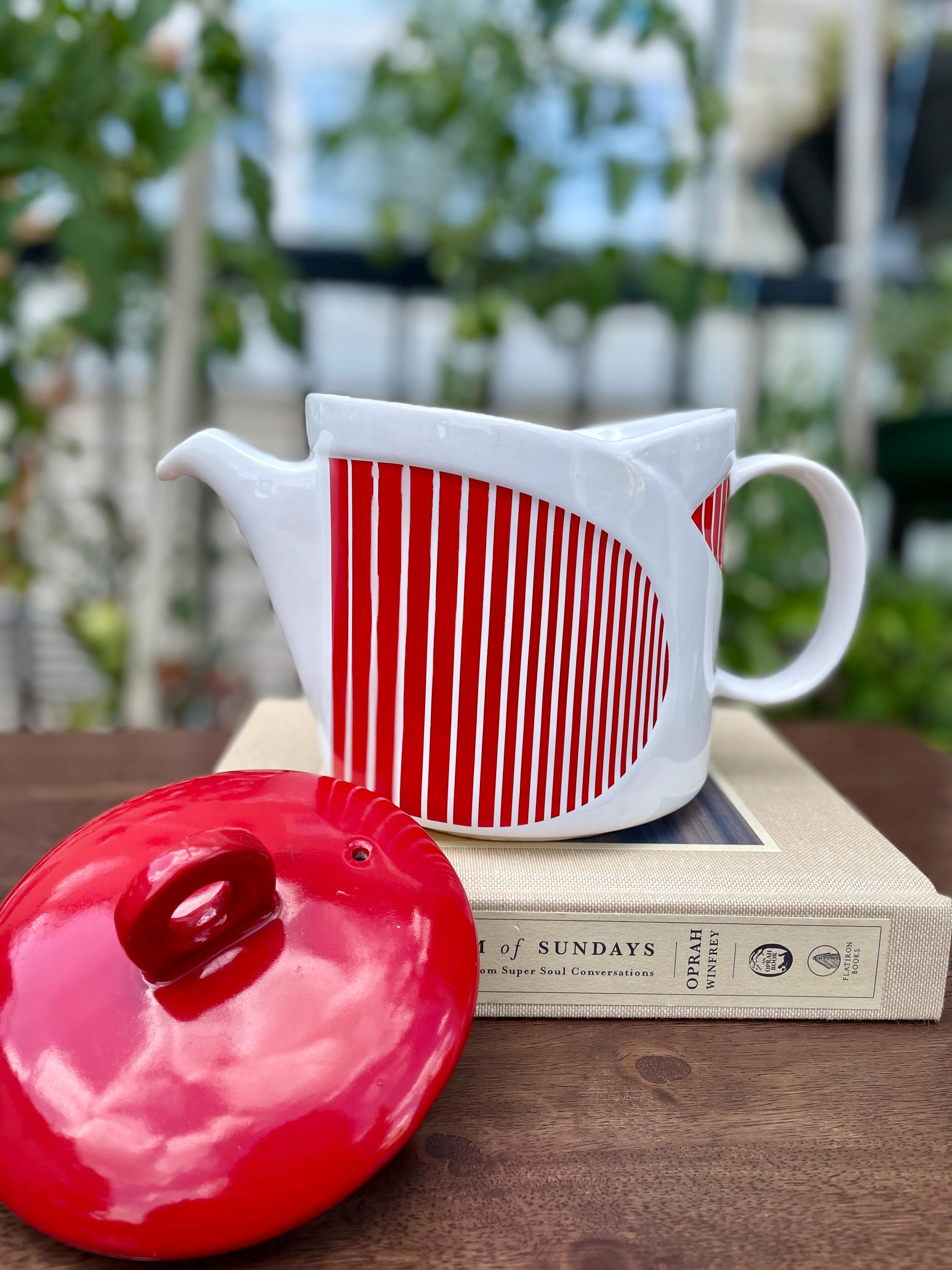RARE Vintage Sadler England Teapot Retro Red and White Stripes - Etsy
