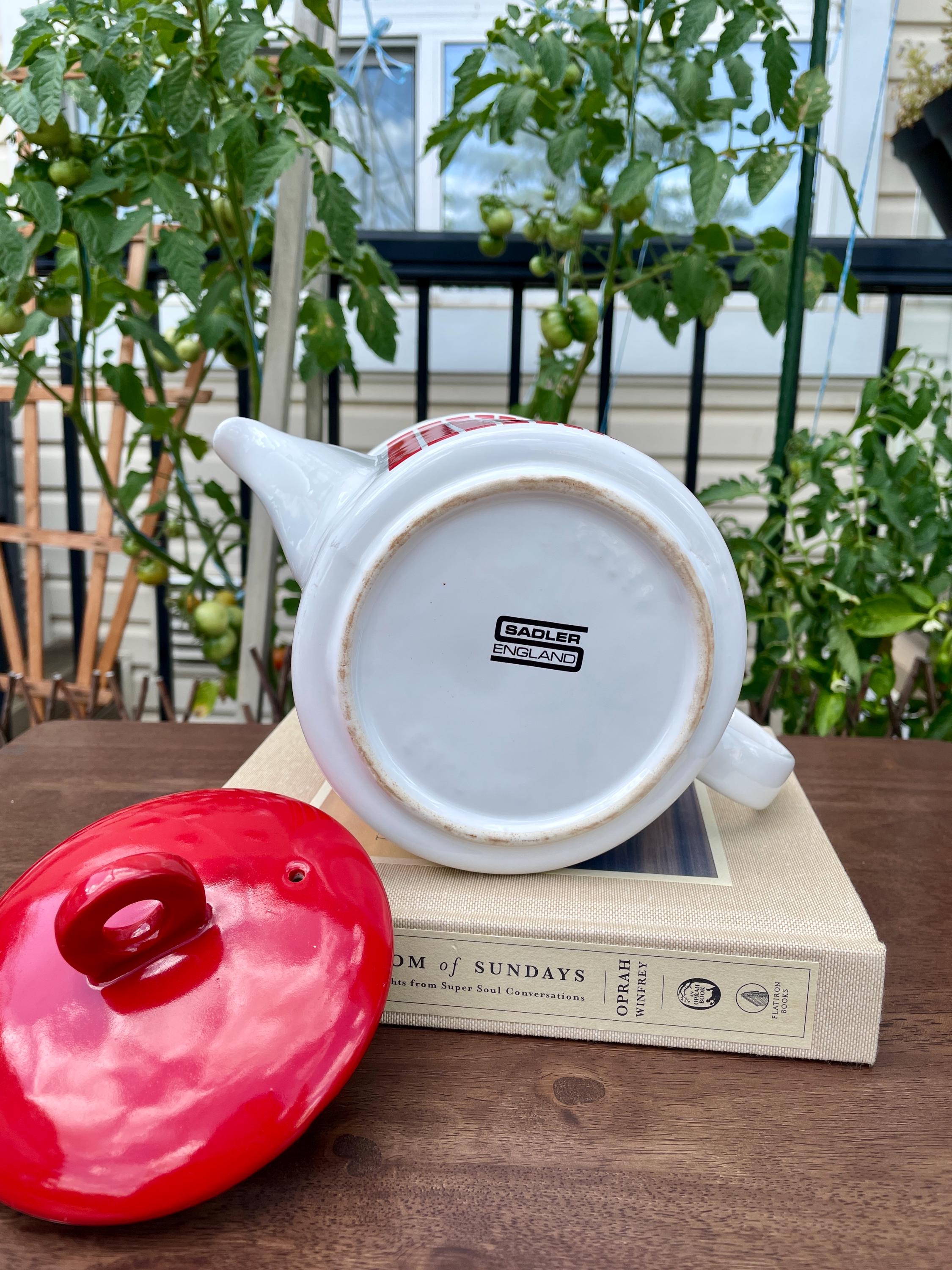 RARE Vintage Sadler England Teapot Retro Red and White Stripes - Etsy