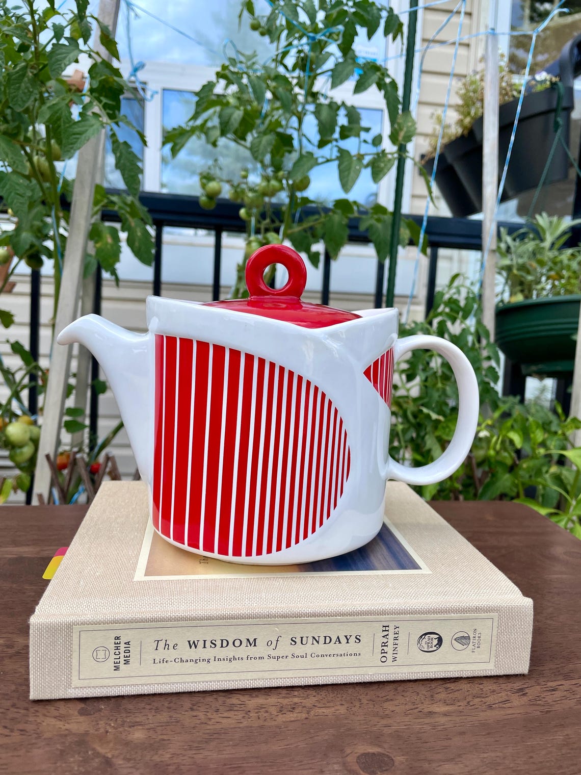 RARE Vintage Sadler England Teapot - Retro Red and White Stripes - Etsy