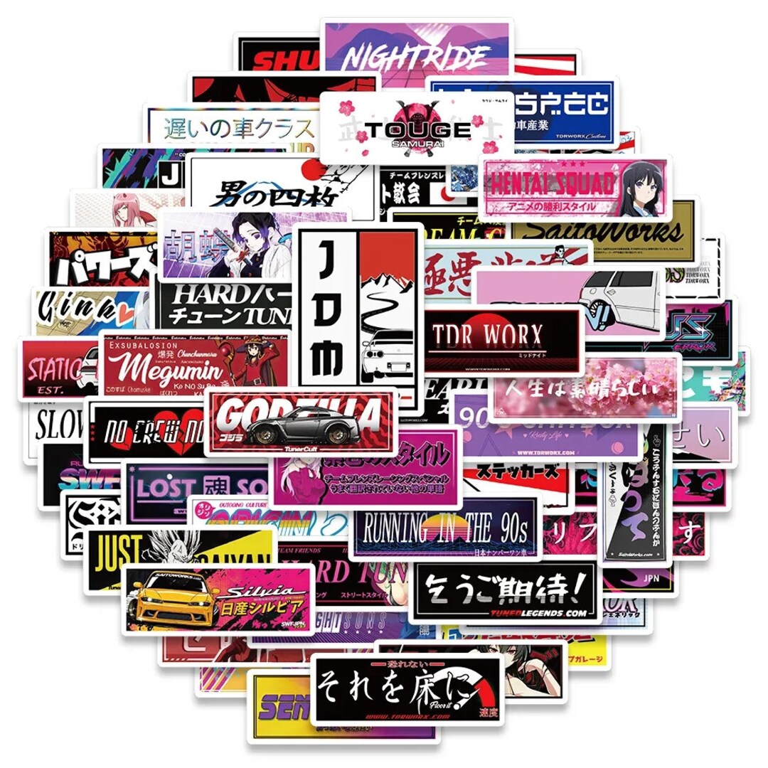 66pcs Japan JDM Racing Graffiti Stickers for Laptop Skateboard Bike Car ...