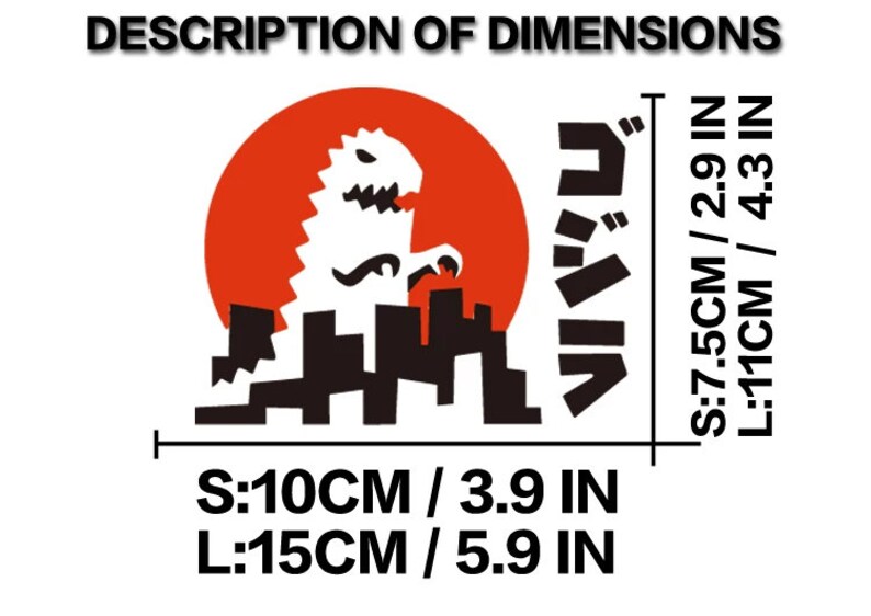 Funny Monster Dinosaur Godzilla Car Stickers Vinyl Cut Window Decal JDM ...