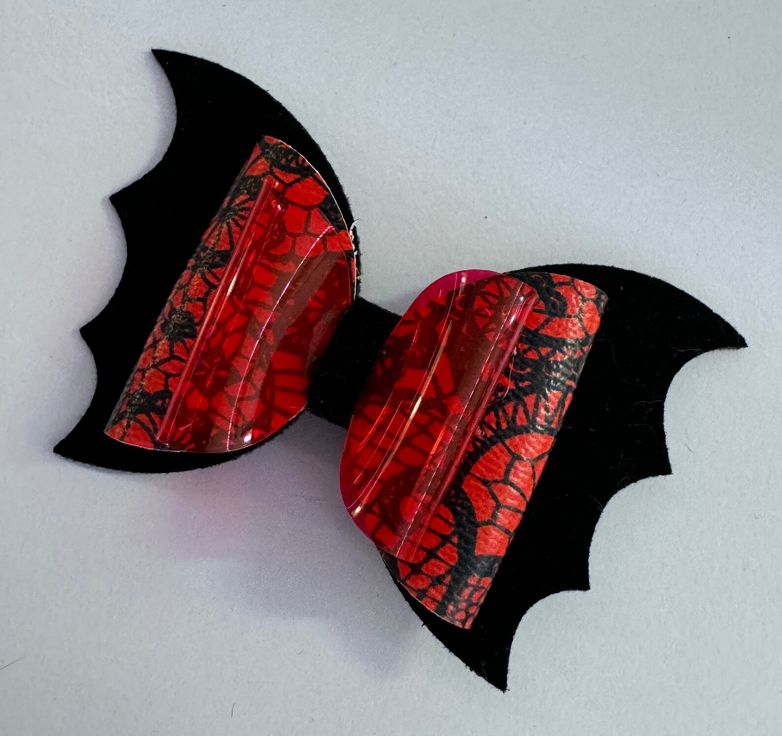 Goth Bat Bow, Handmade Bow, Black and Red Bow, Goth Bow, Hair Bows ...