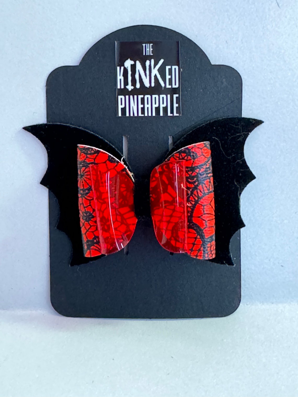 Goth Bat Bow, Handmade Bow, Black and Red Bow, Goth Bow, Hair Bows ...
