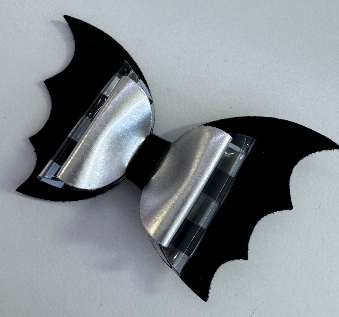 Goth Bat Bow, Handmade Bow, Black and Silver Bow, Goth Bow, Hair Bows ...