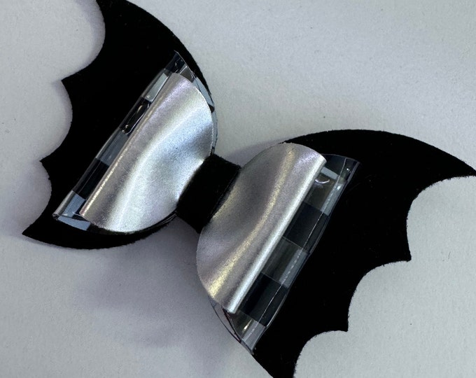 Goth Bat Bow, Handmade Bow, Black and Silver Bow, Goth Bow, Hair Bows ...