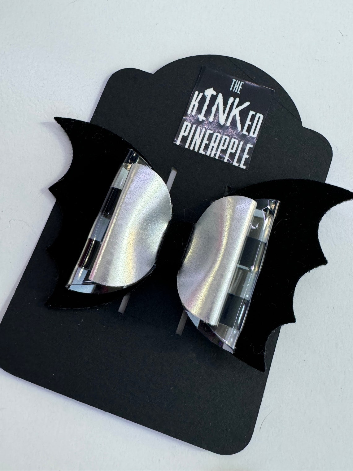 Goth Bat Bow, Handmade Bow, Black and Silver Bow, Goth Bow, Hair Bows ...