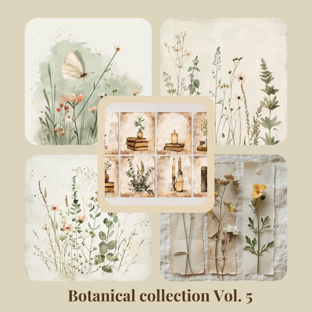 Cottagecore Wildflower Digital Paper Pack, Botanical Scrapbook ...