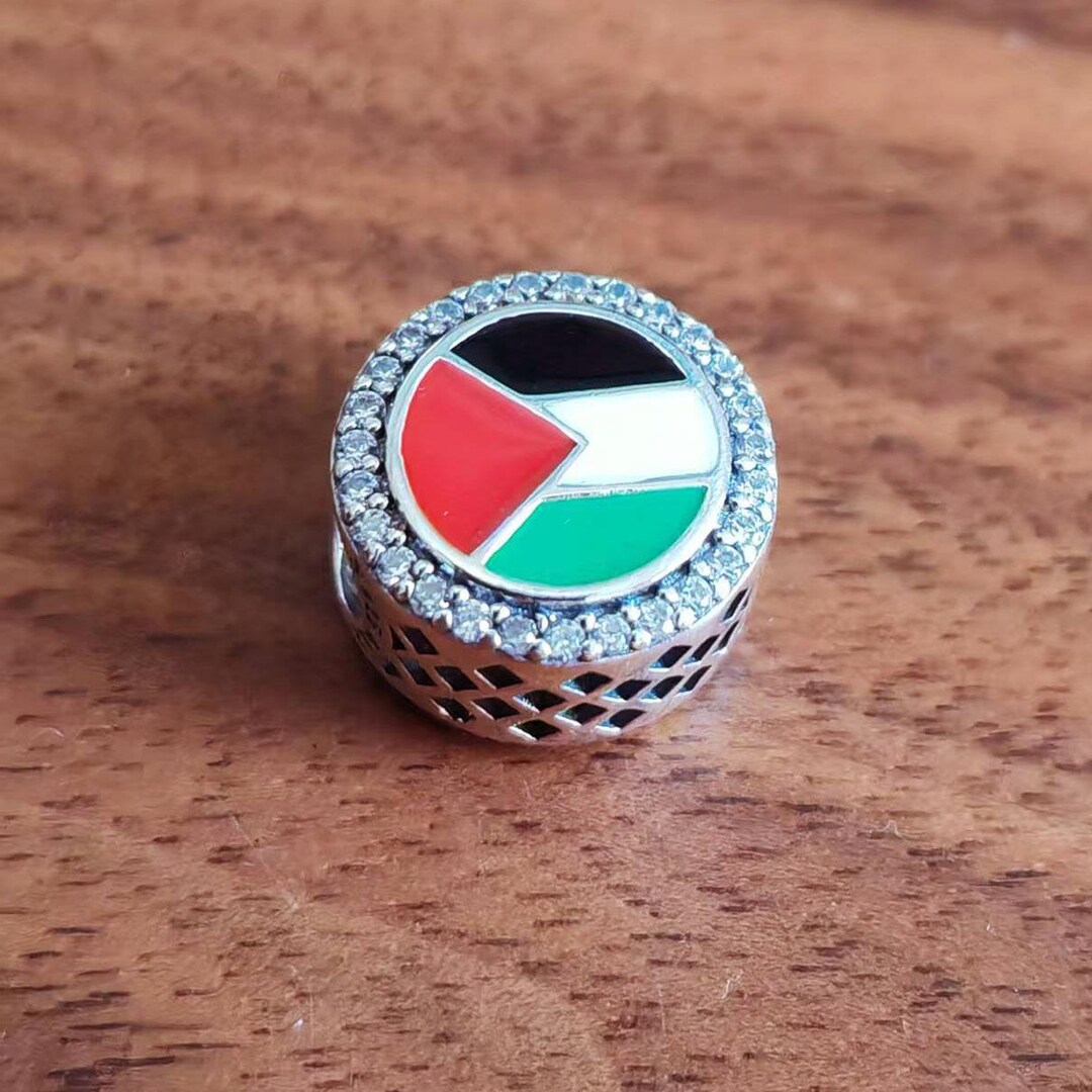 Palestinian Flag Charm: 925 Sterling Silver Bead With Cubic Zirconia - Etsy