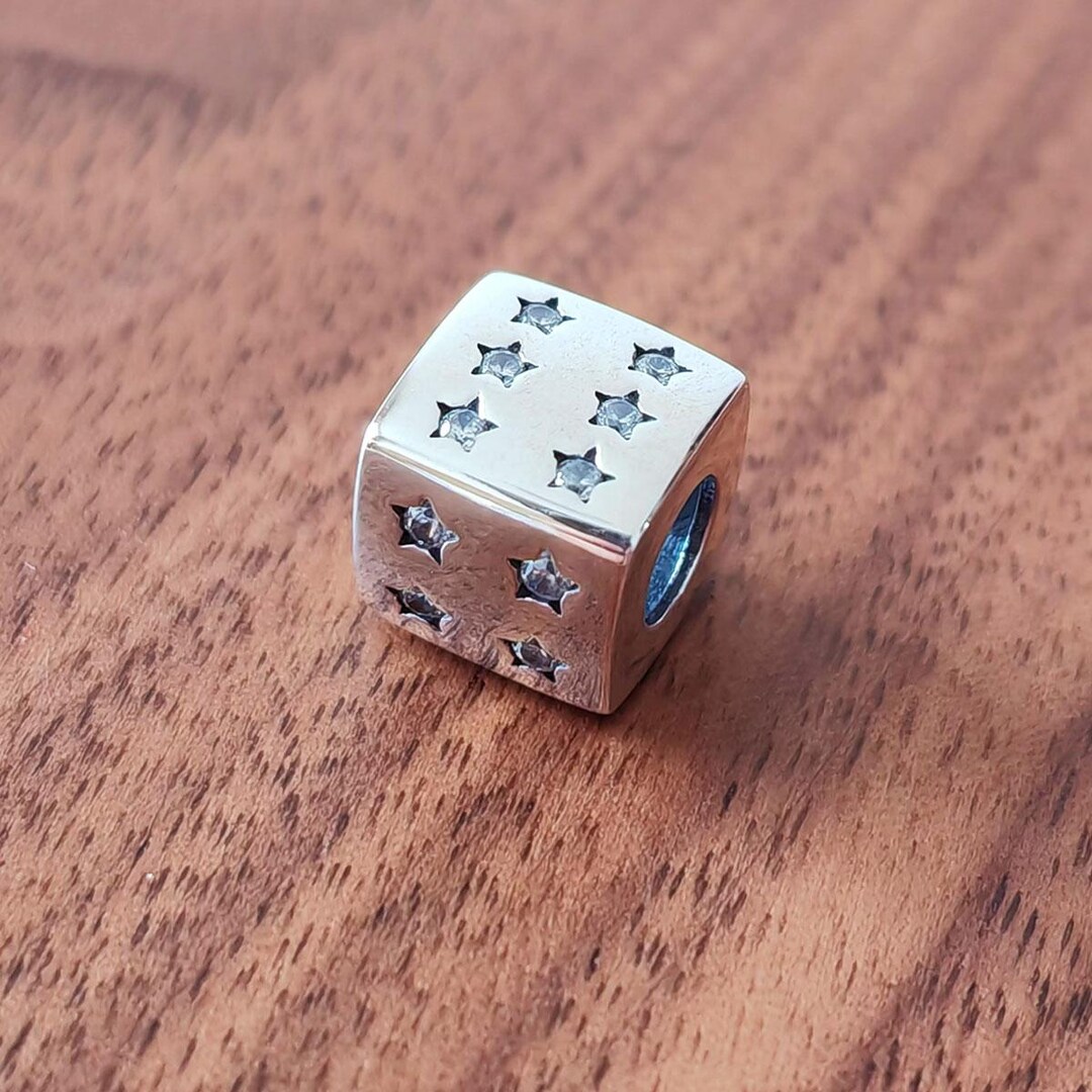 Sterling Silver Dice Charm, Clear Star Crystal, Handmade Pendant - Etsy