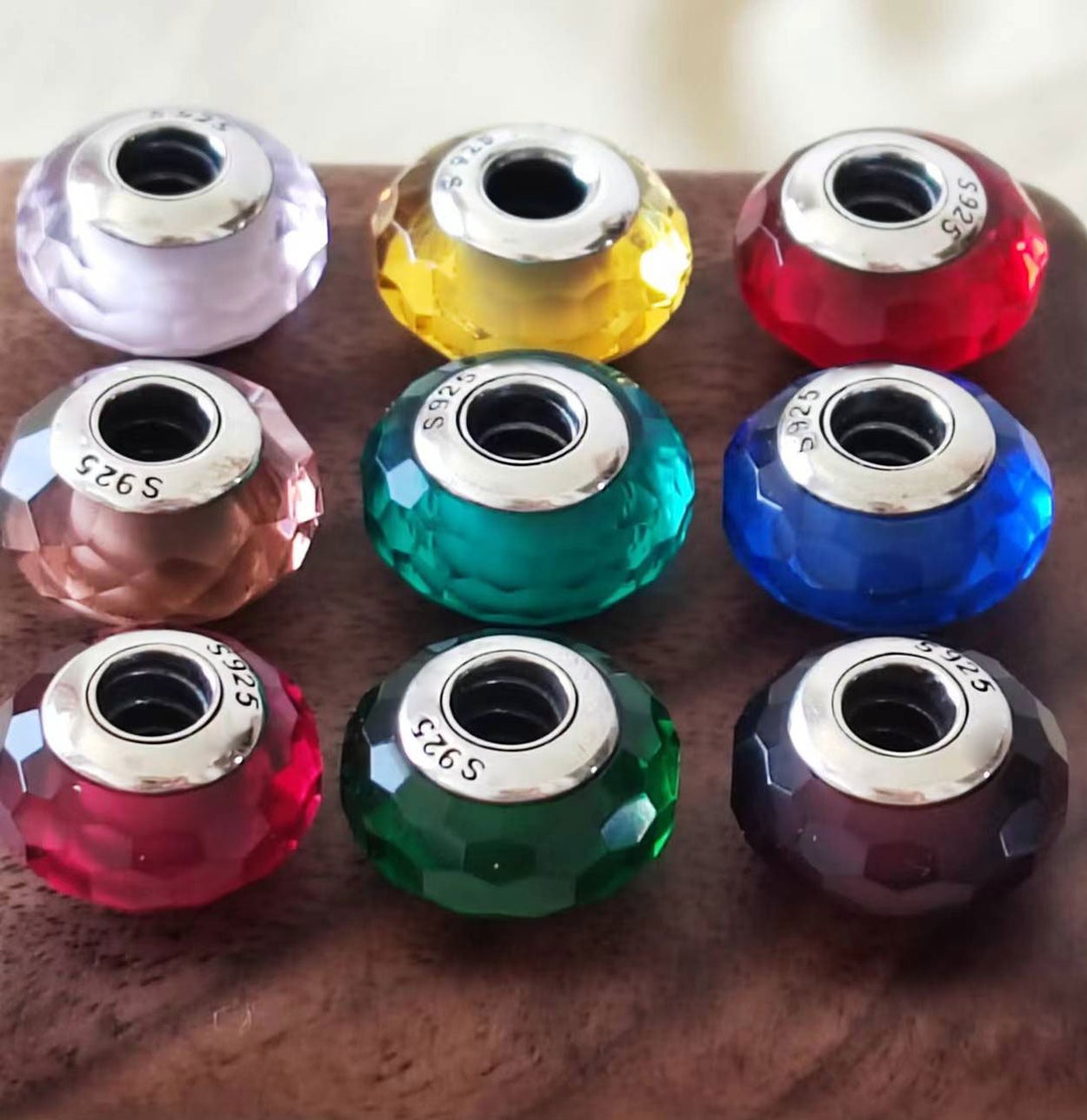 Fascinating Multifaceted Murnao Glass Bead Charm 925 Silver Hole Fits ...