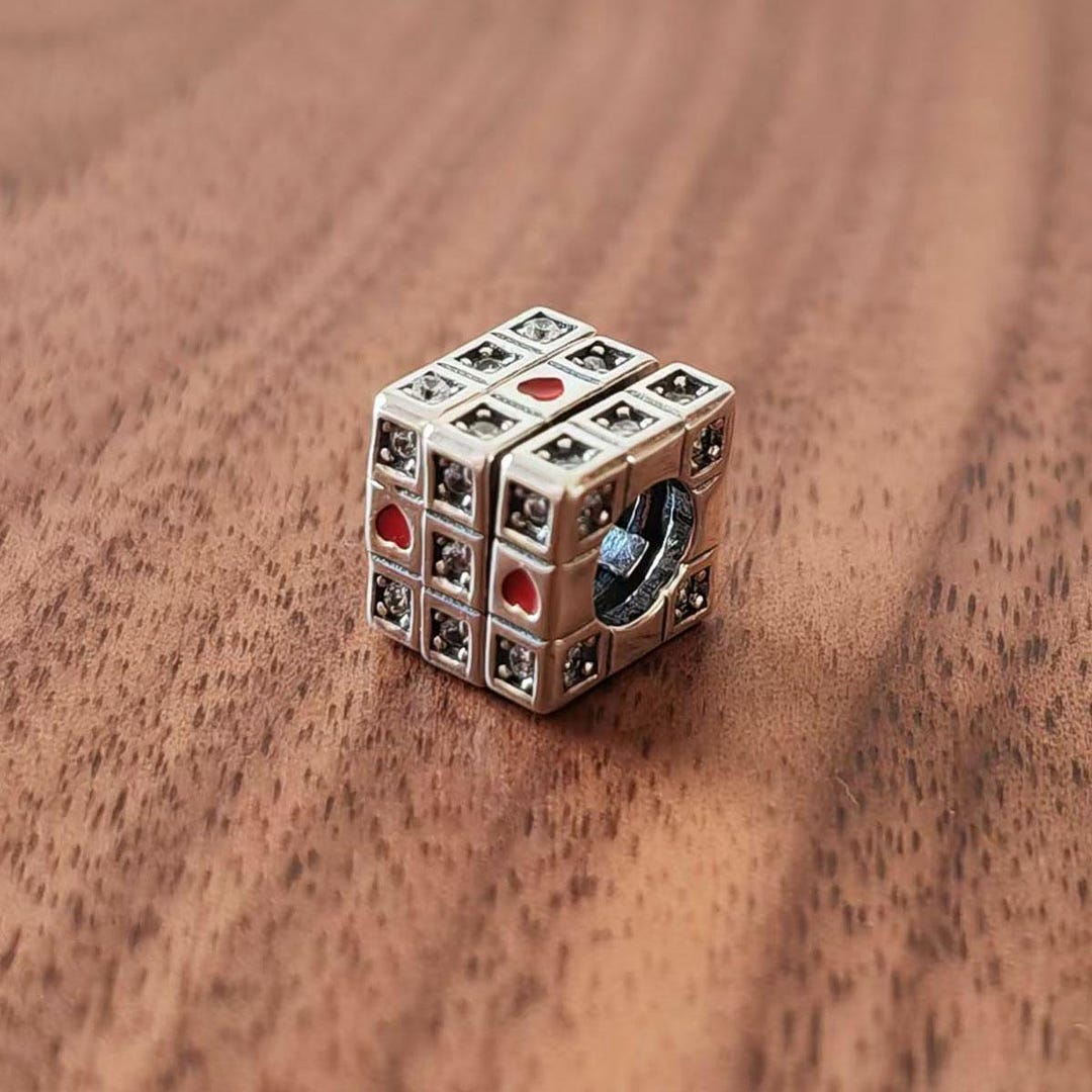 Sterling Silver Rubik's Cube Charm, Fits European Bracelets - Etsy