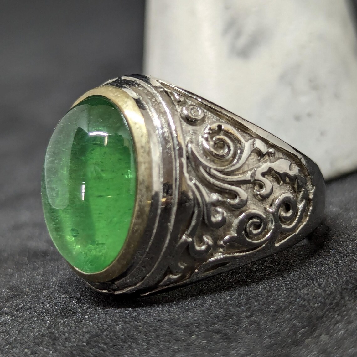 Antique Borneo Emerald Silver Ring Natural Kalimantan Emerald - Etsy
