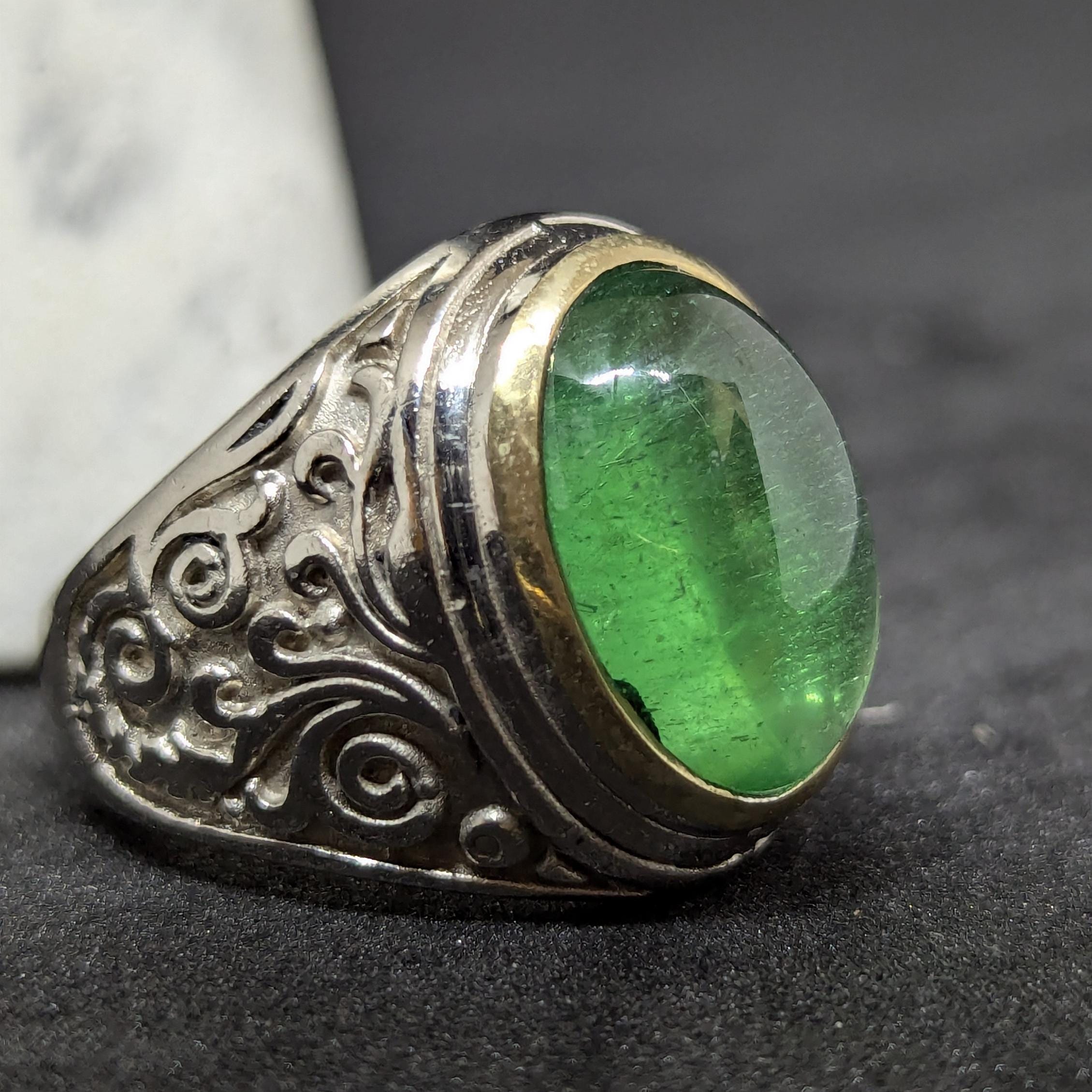 Antique Borneo Emerald Silver Ring Natural Kalimantan Emerald - Etsy