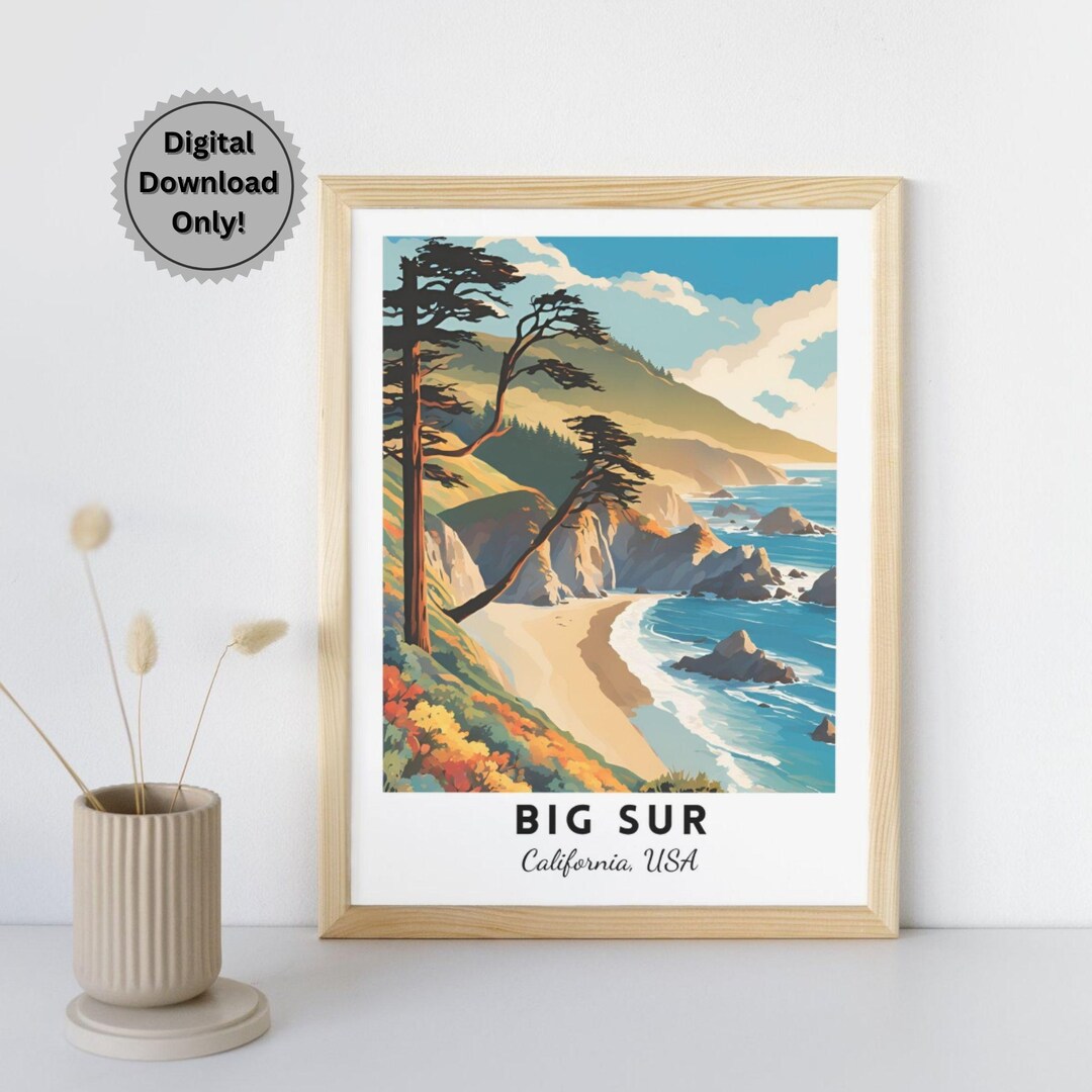Big Sur California Art Print, Scenic Coastal Poster, Digital Download ...
