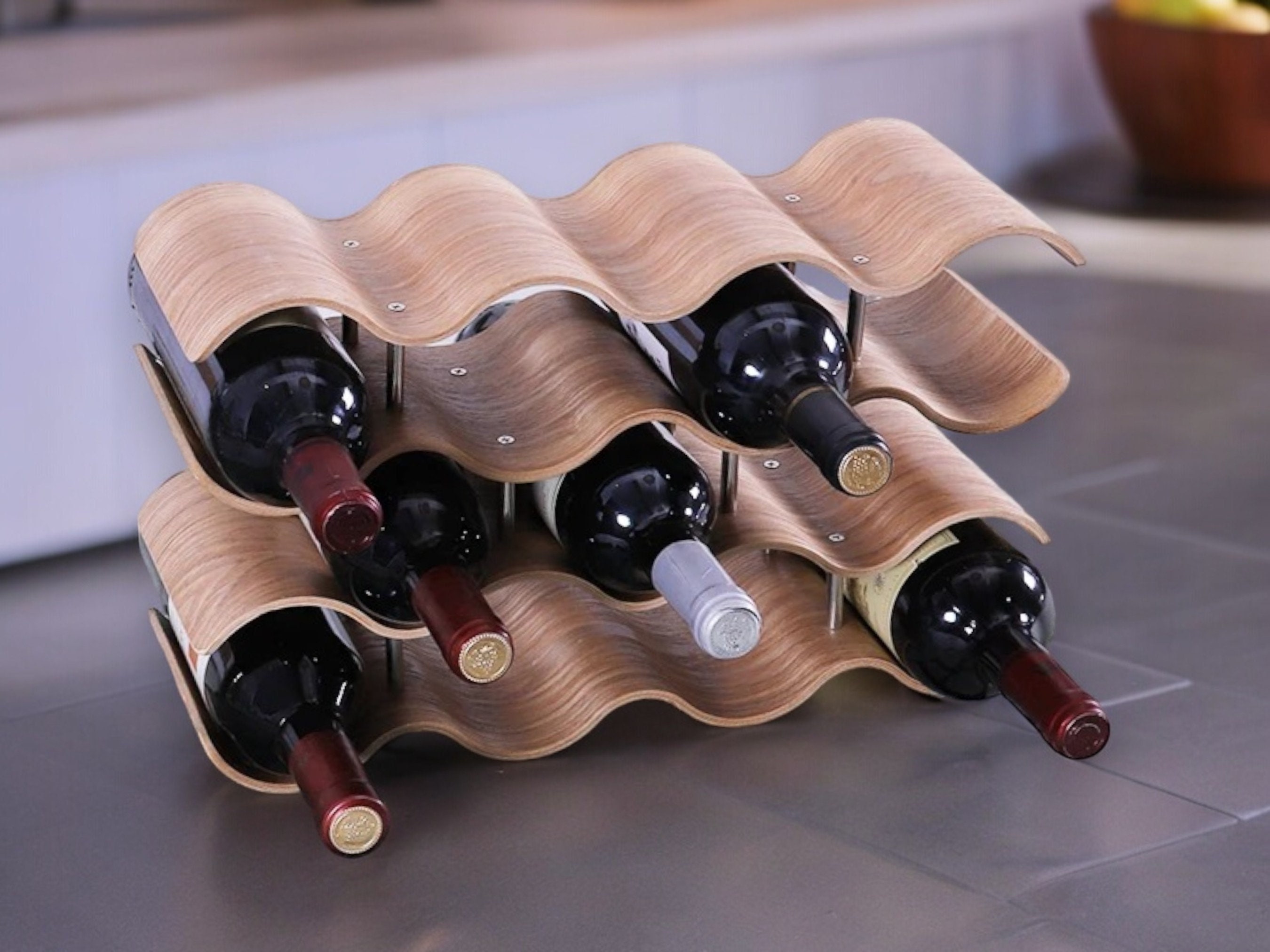 Wave Wine Rack, Wooden Wine Rack, Hand Wine Rack, Kitchen Decor, Wine ...