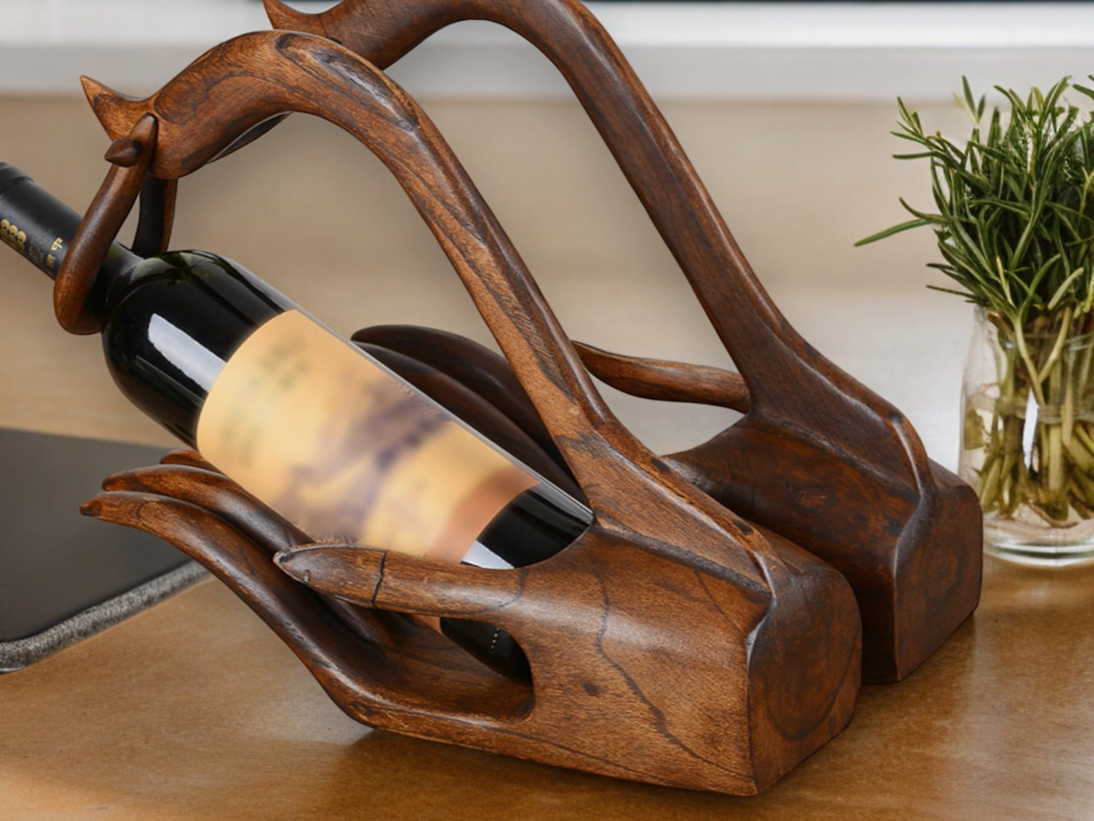 Solid Wood Wine Rack, Wooden Wine Rack, Hand Wine Rack, Kitchen Decor ...