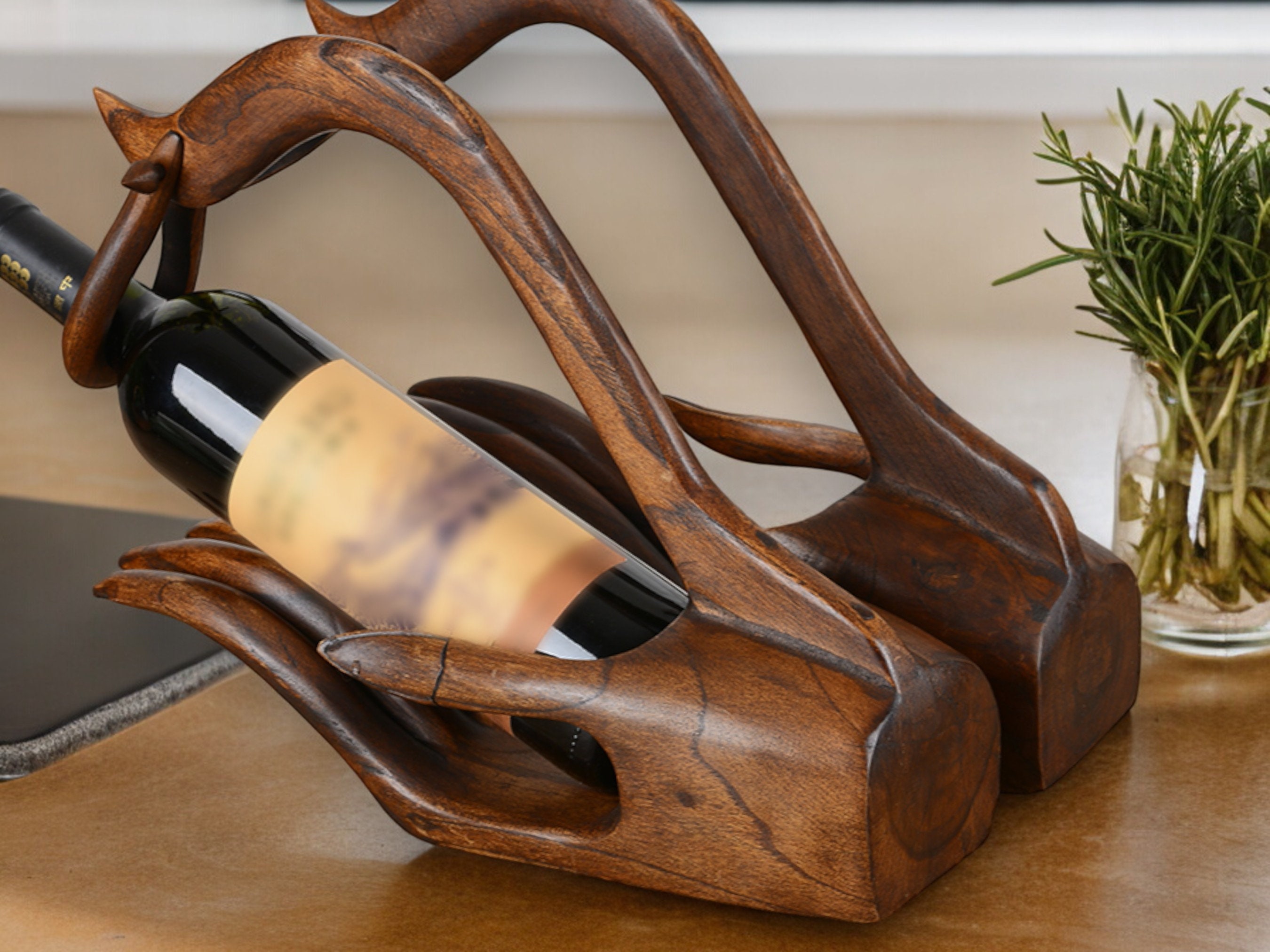 Solid Wood Wine Rack, Wooden Wine Rack, Hand Wine Rack, Kitchen Decor ...