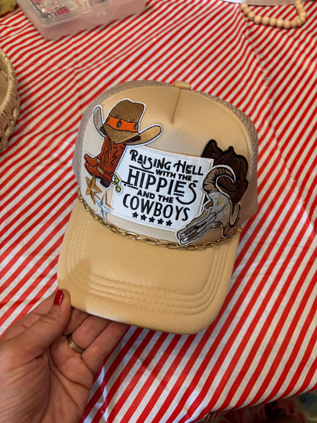 Tan Raising Hell With the Hippies and the Cowboys Cody Jinks Inspired Patch Trucker Hat - Etsy