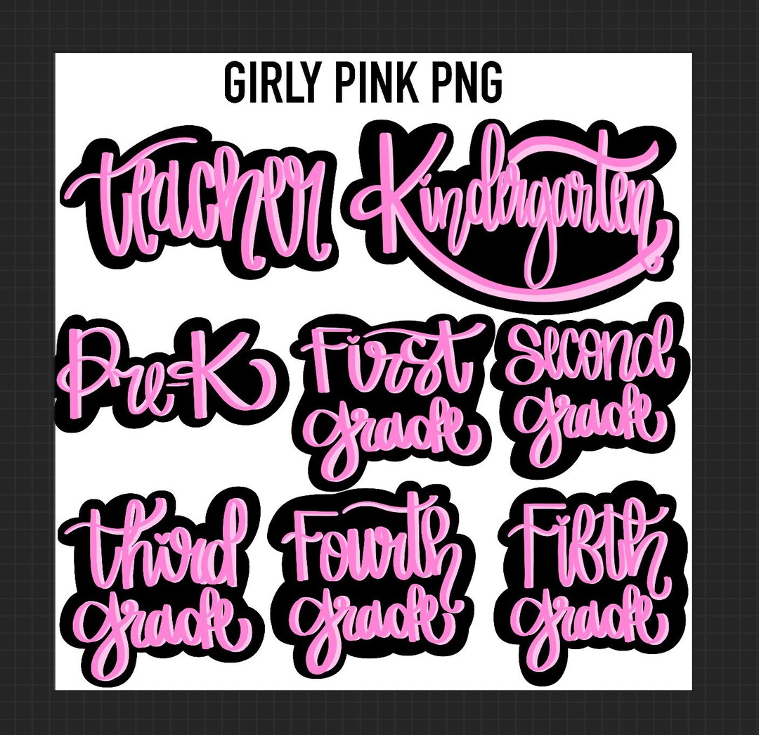 Girly Pink Teacher/ Prek - 5th Grade Bundle PNG DIGITAL DOWNLOAD - Etsy