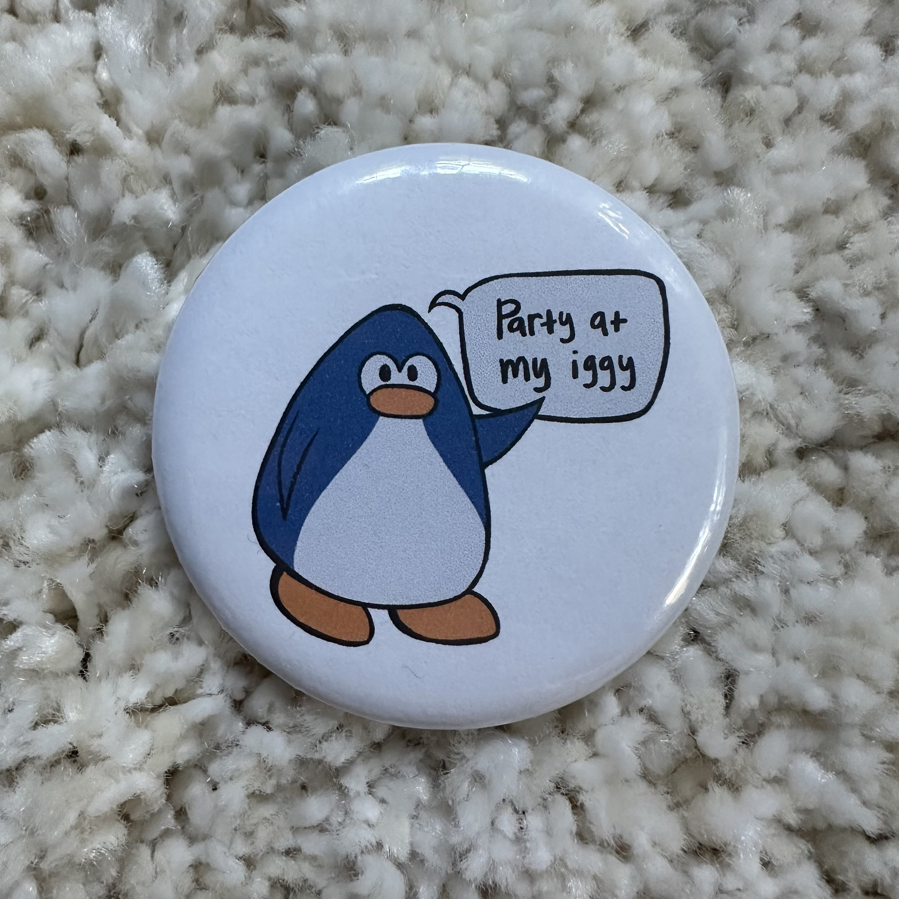 Club Penguin Party in My Iggy 2.25" Pin Back Buttons - Etsy