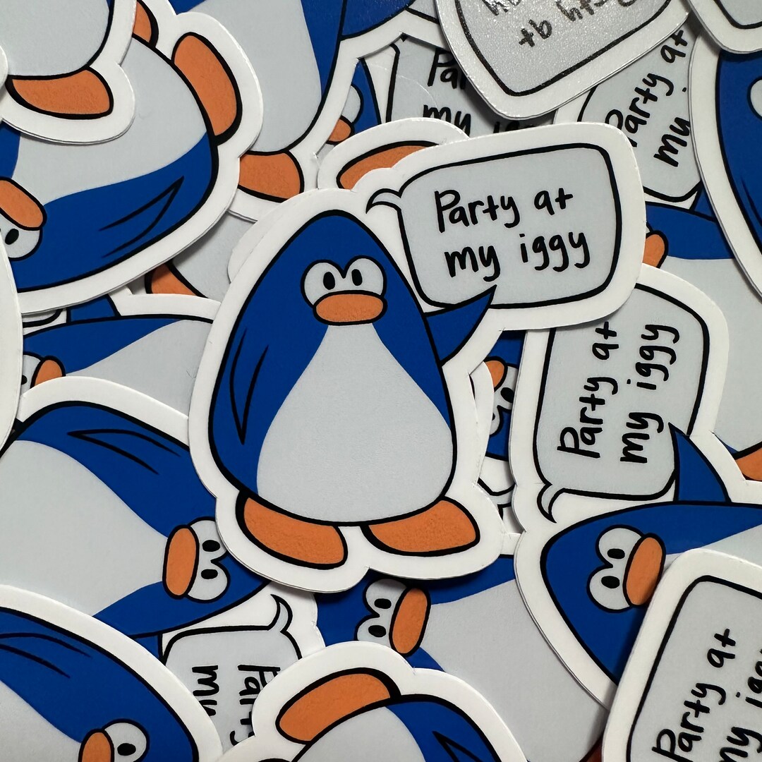 Teeny Club Penguin Party in My Iggy 2" Vinyl Sticker - Etsy
