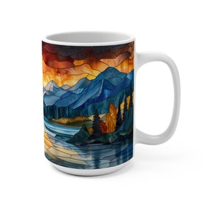 Stained Glass Mountain Range Mug | Unique Ceramic Cup for Nature Lovers ...
